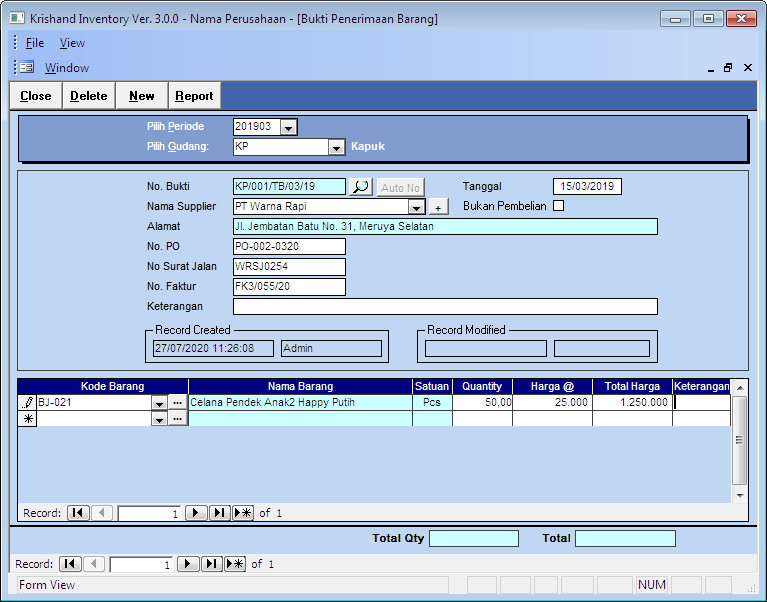 Cara Catat Penerimaan Barang di Krishand Inventory