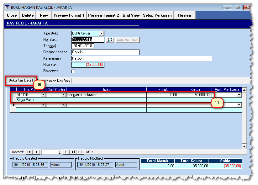 Membuat Kas Bon Pada Krishand Cash Bank