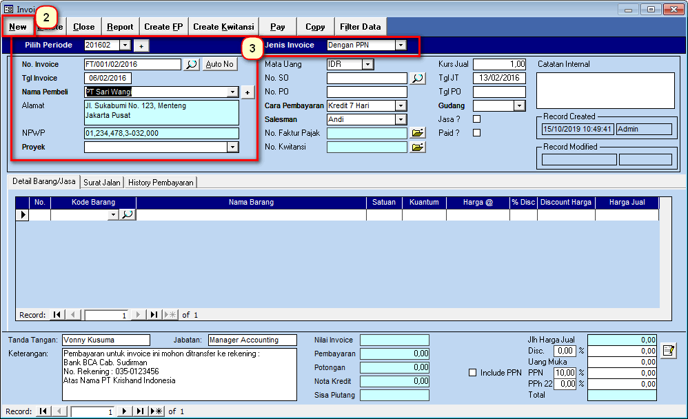 Membuat Invoice Dari Beberapa Surat Jalan